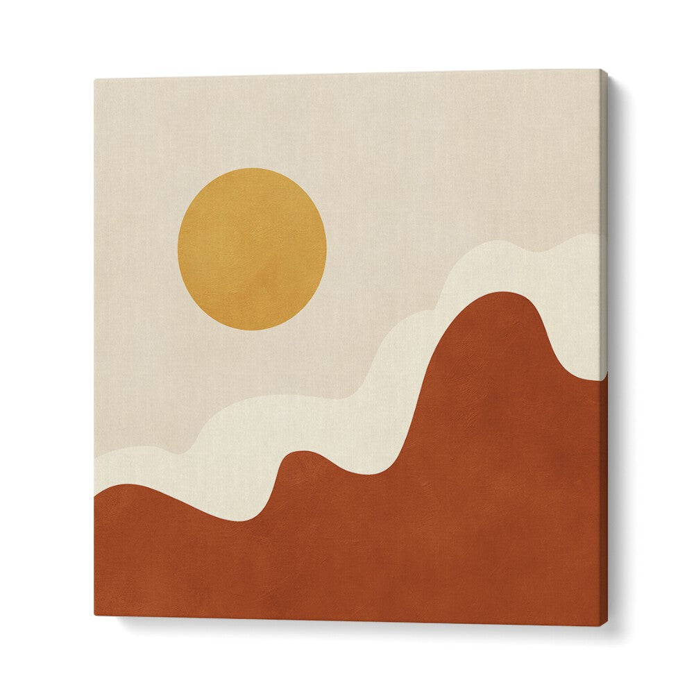 Stylized Sun Above Curved Boho Art Paintings – Asianmonk