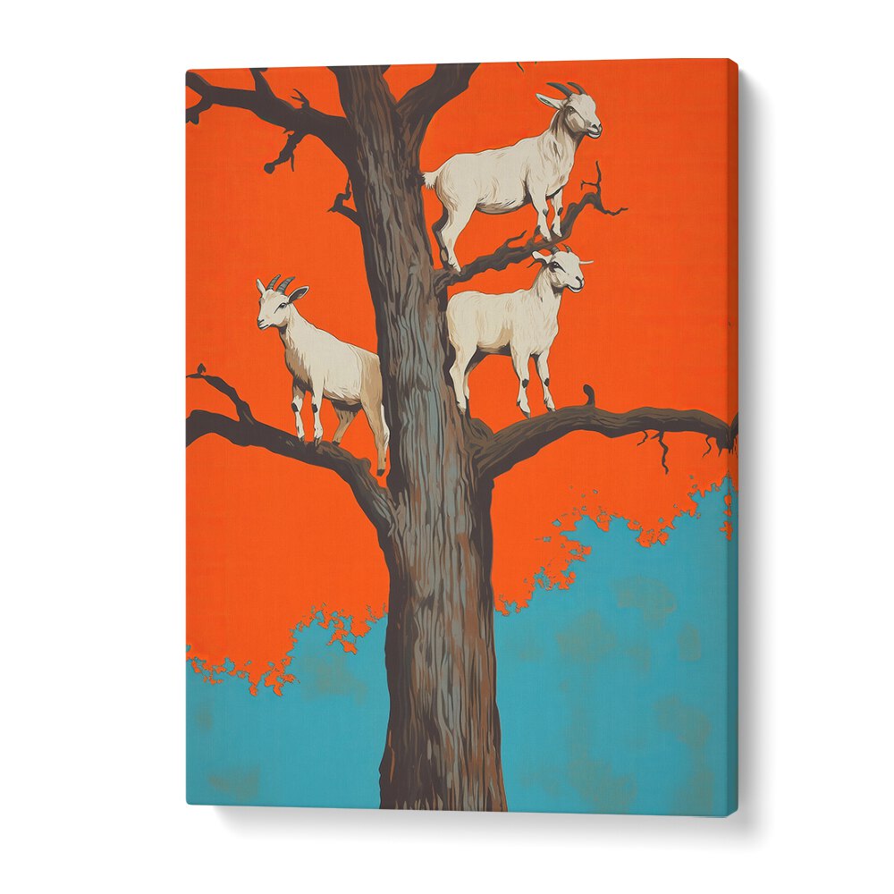 GOATS IN A TREE , ANIMAL PAINTINGS – Asianmonk